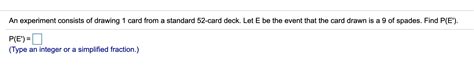 solved an experiment consists of drawing 1 card from a