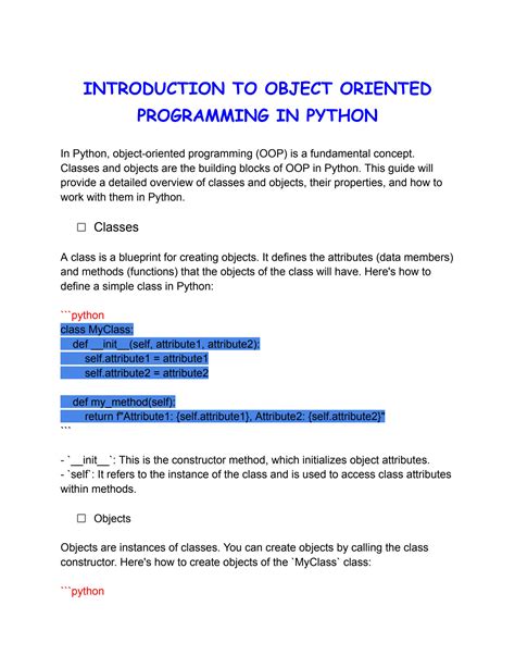 SOLUTION: Introduction to object oriented programming in python - Studypool