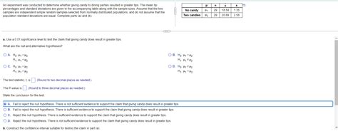 Solved No candy An experiment was conducted to determine | Chegg.com
