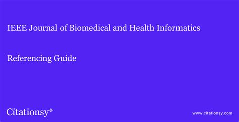 Ieee Journal Of Biomedical And Health Informatics Referencing Guide