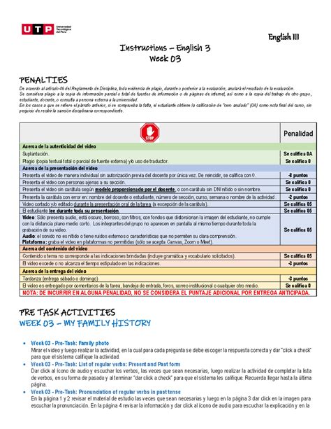 Week 03 Indicaciones En Español Inglés 3 English Iii Instructions English 3 Week 03