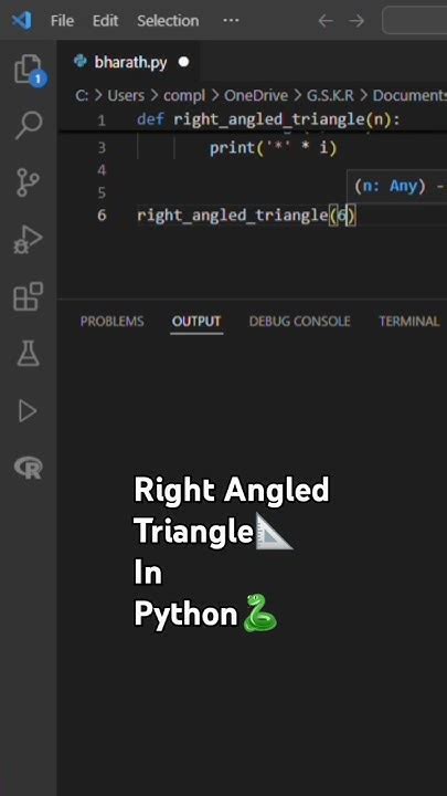 right angled triangle in python🐍 shorts python youtube