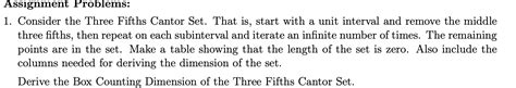 solved assignment problems consider the three fifths cantor