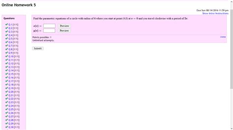 Solved Find The Parametric Equations Of A Circle With Radius