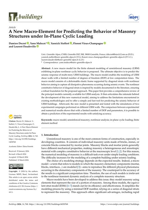pdf a new macro element for predicting the behavior of masonry