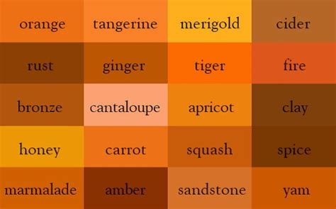 Printable Color Chart Orange