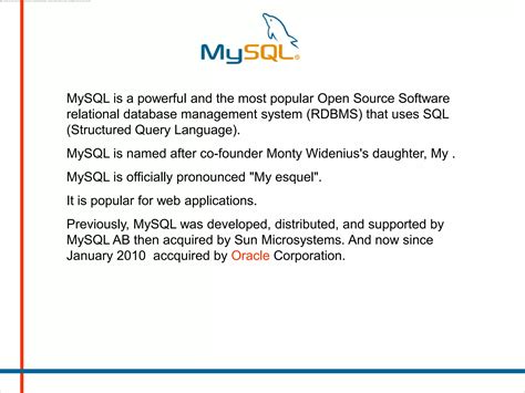 Oracle Mysql Comparison Ppt