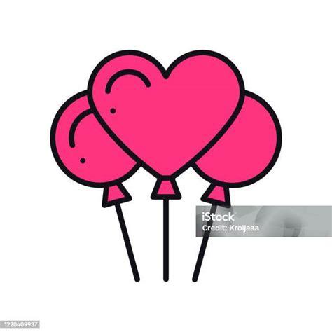 하트 모양의 풍선 아이콘입니다 공기 풍선 기호 및 기호입니다 사랑 관계 결혼식 낭만적 인 파티 축하 생일 테마 2월에 대한 스톡 벡터 아트 및 기타 이미지 Istock