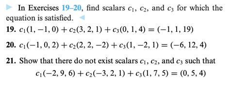 Solved In Exercises 1920 Find Scalars C1 C2 And C3 For Chegg Com