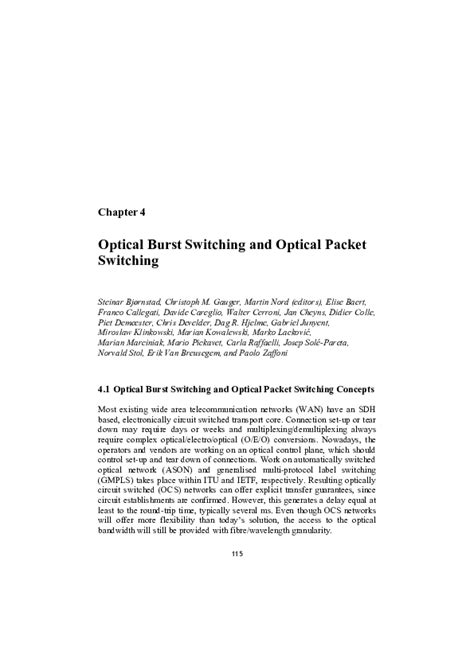 Pdf Optical Burst Switching And Optical Packet Switching