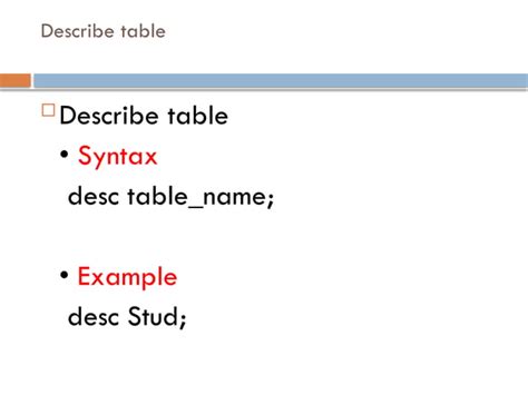 Sql Data Definition Languageddl Command Pptx Databases