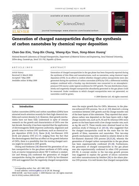 Pdf Generation Of Charged Nanoparticles During The Synthesis Of