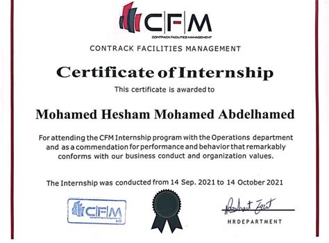 Mohammad Hesham On Linkedin Internship Cfm Facilitiesmanagement Professionaldevelopment