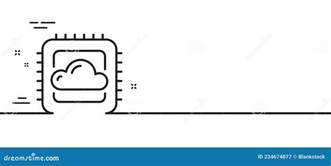 Cloud Computing Cpu Line Icon Internet Data Storage Sign Minimal Line Pattern Banner Vector