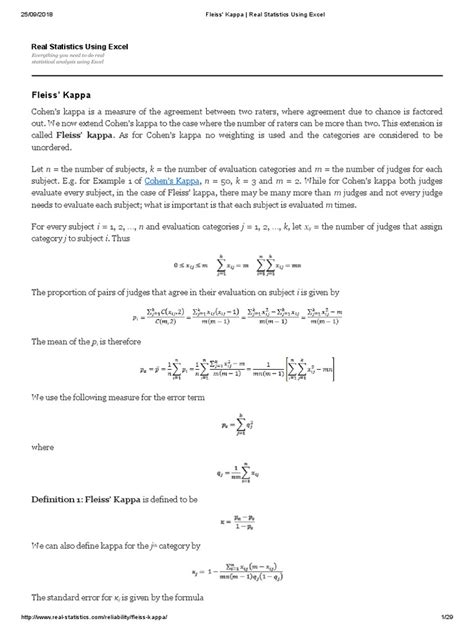 Fleiss Kappa Real Statistics Using Excel Pdf Statistical Analysis