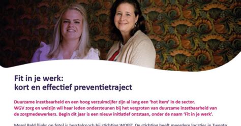 Fit In Je Werk Kort En Effectief Preventietraject Wgv Zorg En Welzijn