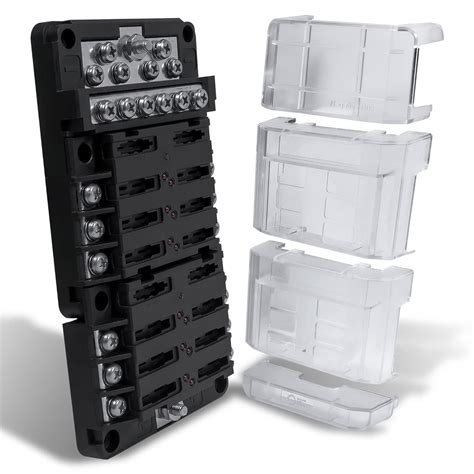 12 way fuse block with 12 ground negative busbar for 12v 32v atc ato