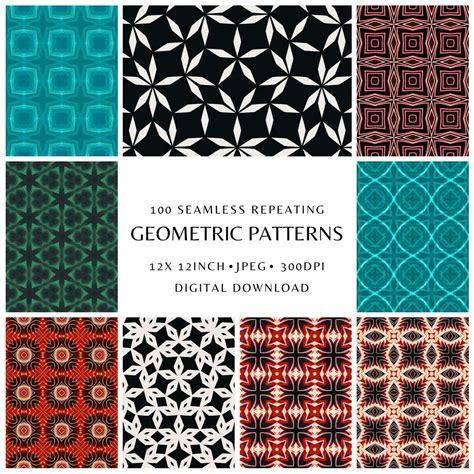 100 Geometric Repeating Patterns Digital Download Seamless Designs Graphic Projects