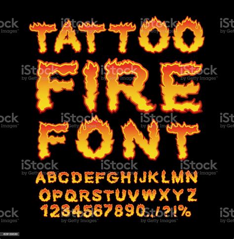 Tato Api Font Api Alphabet Suratsurat Berapiapi Membakar Abc Ho