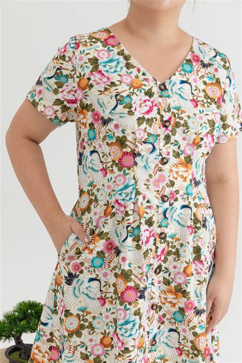Tortoise Shell Button Dress White Pheonix Eltwine