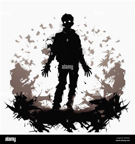 Vector Standing Zombie Staying Zombie With Dark Hollow Zombie With A