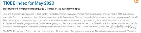 【tiobe 5月 排行榜】c语言回归王座 经验分享 技术阅读 半导体技术