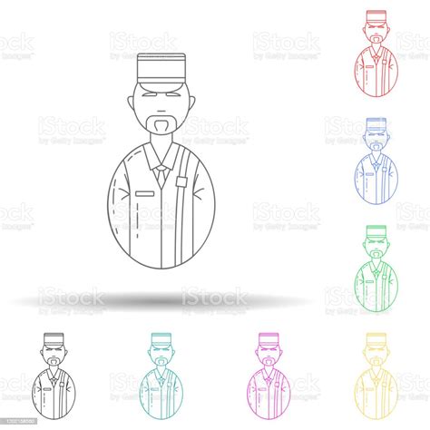 아바타 포스트맨 멀티 컬러 스타일 아이콘입니다 Ui 및 Ux 웹 사이트 또는 모바일 응용 프로그램에 대한 간단한 얇은 라인 아바타 아이콘의 개요 벡터 경영자에 대한 스톡