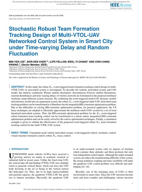 Pdf Stochastic Robust Team Formation Tracking Design Of Multi Vtol Uav Networked Control