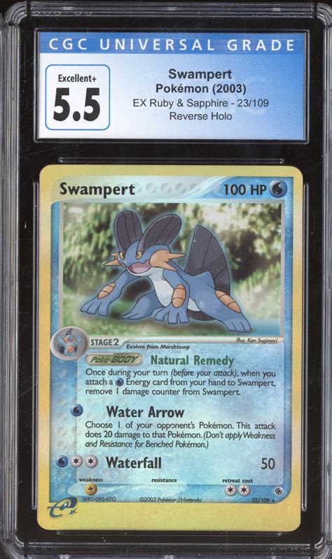 2003 Pokemon Ex Ruby And Sapphire 23109 Swampert Reverse Holo Cgc 55