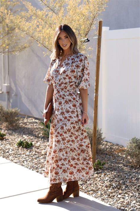 Rowan Cream And Rust Tiered Midi Dress Final Sale Magnolia Boutique