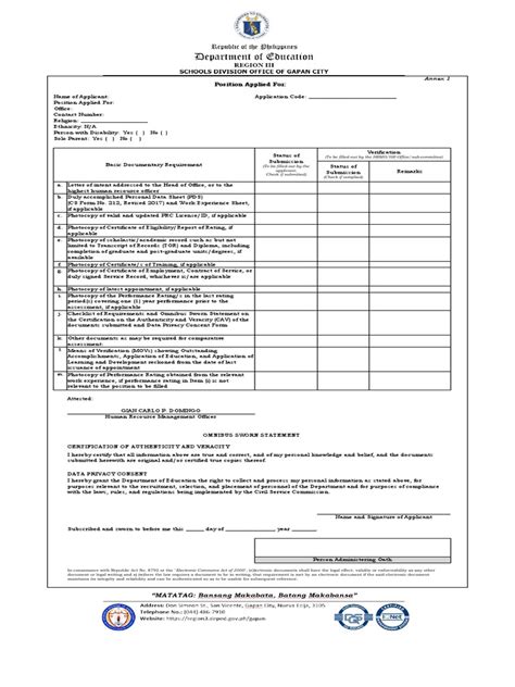 1 Annex C Checklist Of Requirements With Omnibus Pdf