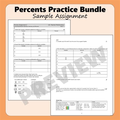 Grade 7 Math Practice Bundle 51 Differentiated Assignments Answer Keys