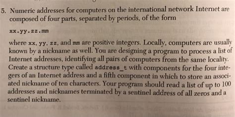 Solved 5 Numeric Addresses For Computers On The