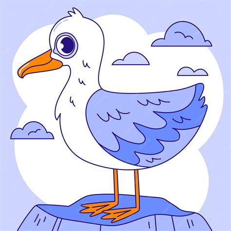 손으로 그린 만화 갈매기 그림 무료 벡터