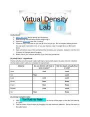 Copy Of Virtual Density Lab Docx Virtual Density Lab Instructions Watch The Video About