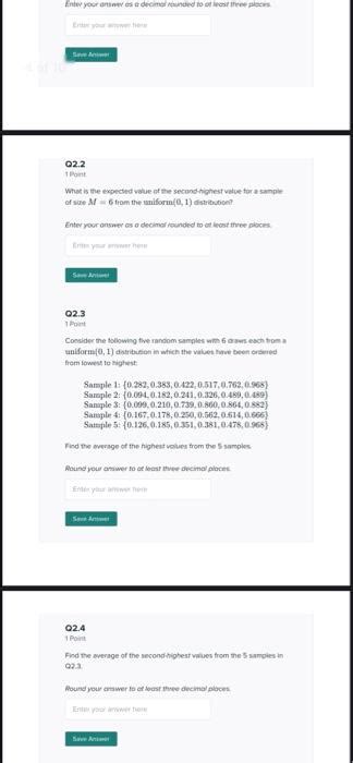 Solved Q2 Random Samples From The Uniform Distribution 4 Chegg Com