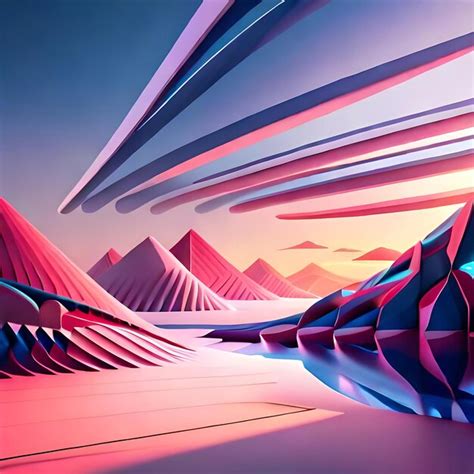 Premium Ai Image 3d Landscape With Abstract Pattern