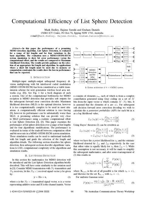 Pdf Computational Efficiency Of List Sphere Detection