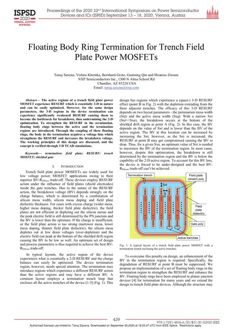 Pdf Floating Body Ring Termination For Trench Field Plate Power Mosfets