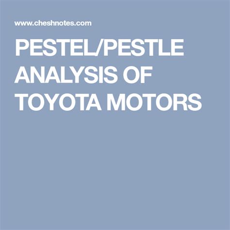 Toyota Pestel Analysis