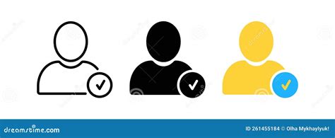 Set Of User Accept Icons Profile With Checkmark Icon Avatar Check