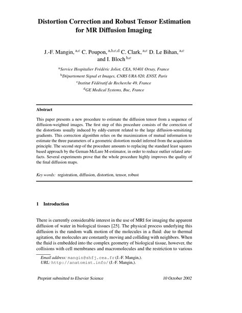 Pdf Eddy Current Distortion Correction And Robust Tensor Estimation