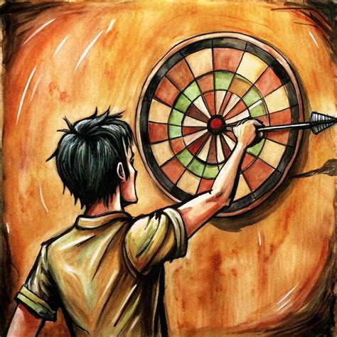A Drawing Of A Man With A Dart Board In The Middle Of It Premium AI Generated Image