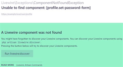 Laraveljetstreamlivewiresetpasswordform Component Doesnt Exist · Issue 700 · Laravel