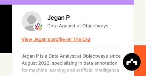 Jegan P Data Analyst At Objectways The Org