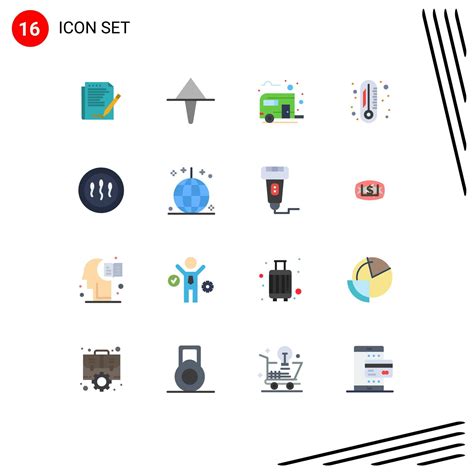 16 Universal Flat Colors Set For Web And Mobile Applications Human Thermometer Bus Degree Summer