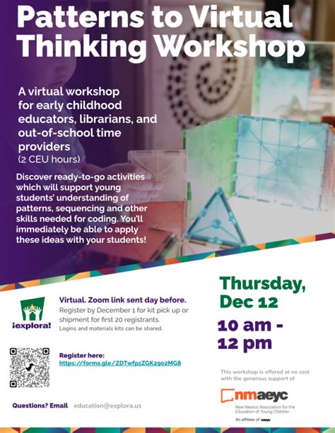 free virtual workshop ¡explora patterns to virtual thinking nmaeyc