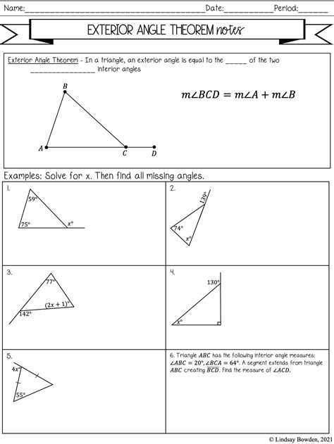 Exterior Angle Theorem Exercises