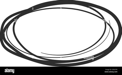 Irregular Oval Shape Created With Multiple Overlapping Hand Drawn Black