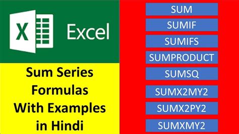 Basic Excel Formulas In Hindi Excel Sum Formula List Excel Formulas And Functions Youtube
